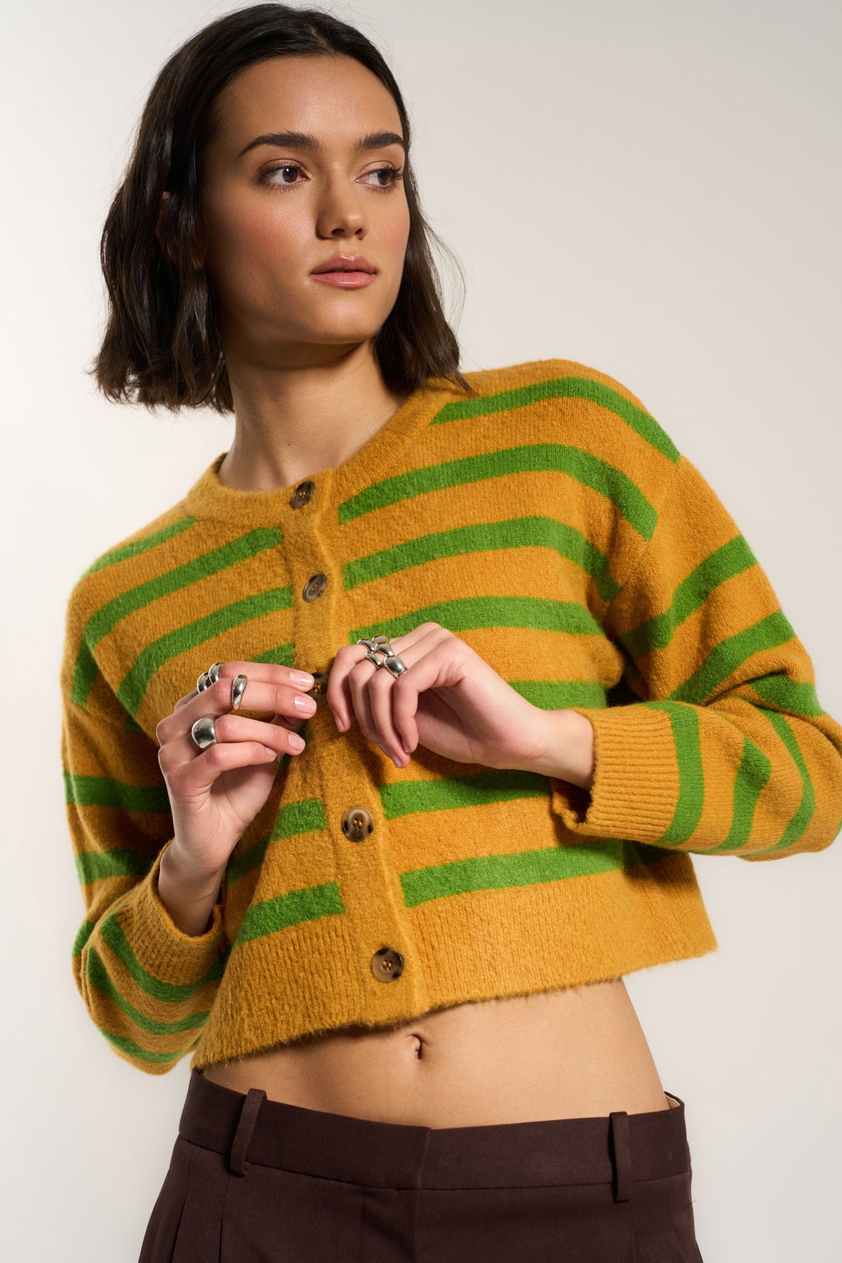 Fiona Cardigan - Fern Stripe – Callahan Knitwear